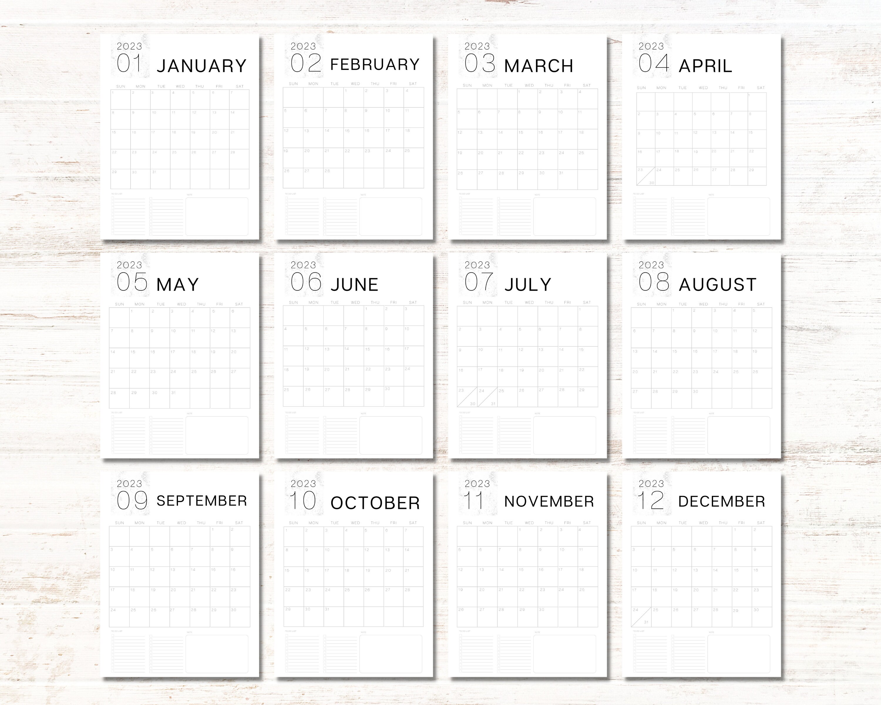 2023 Calendar Printable 8.5x11 Jan Dec Printable Download - Etsy