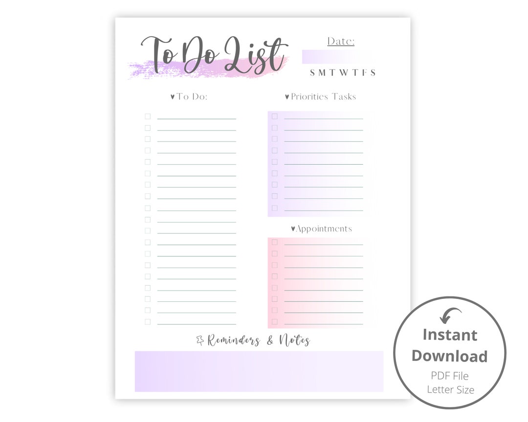 READY TO PRINT to Do List Printable, Digital Teacher Planner, to Do ...