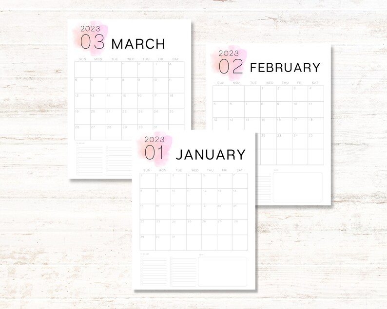2023 Calendar Printable 8.5x11 Jan Dec Printable - Etsy