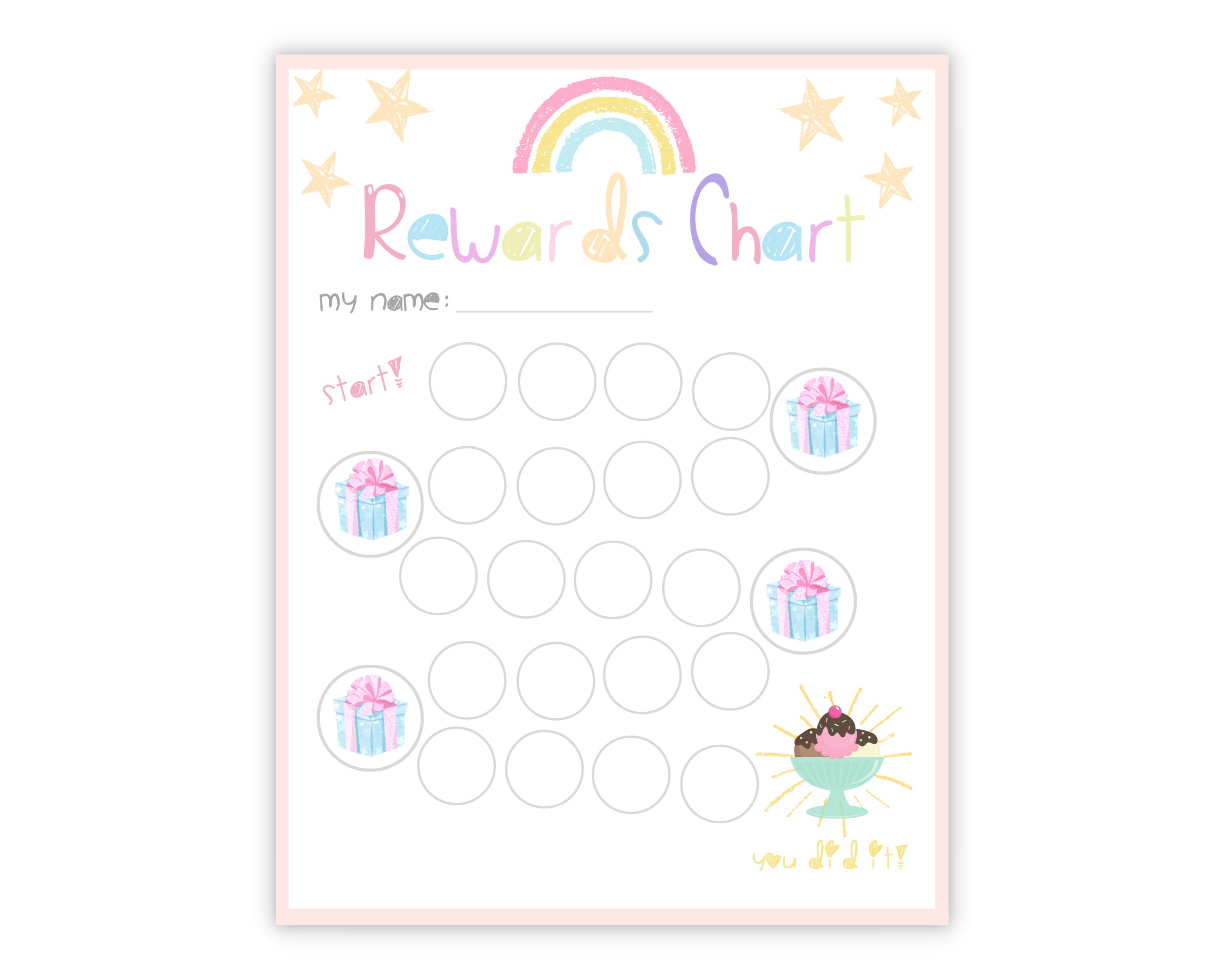 Kids Rewards Chart, Printable INSTANT DOWNLOAD, Toddlers Potty Chart ...