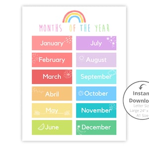 Set of 6 Rainbow Wall Art Playroom Prints - Montessori Poster Bundle ...