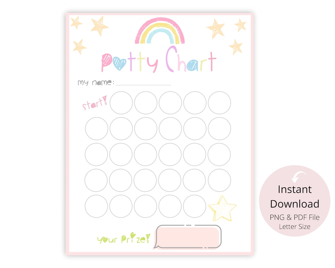 Kids Potty Training Chart Rainbow, Printable INSTANT DOWNLOAD, Toddlers ...