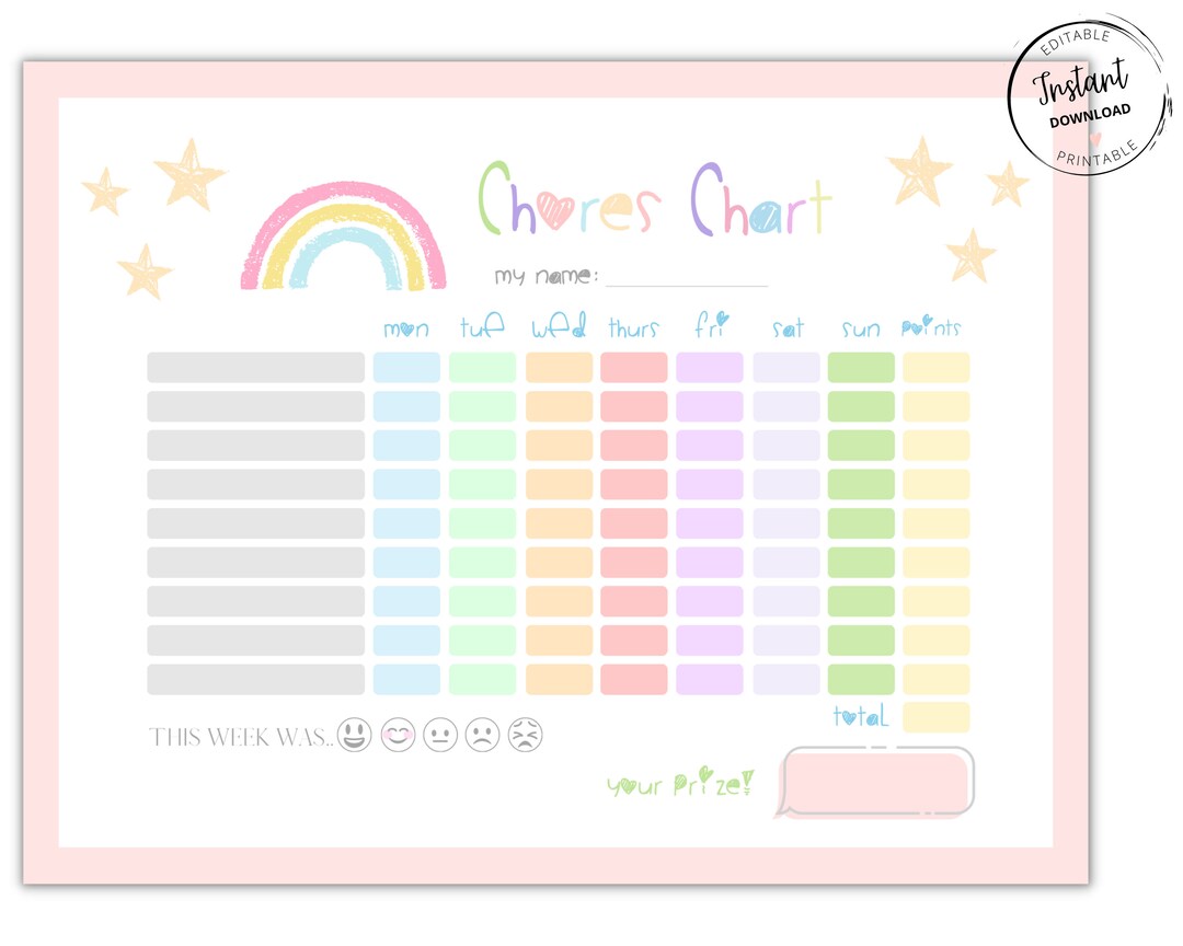 Buy Chore Chart for Kids, Kids Chores, Kids Chore Chart, Responsibility ...