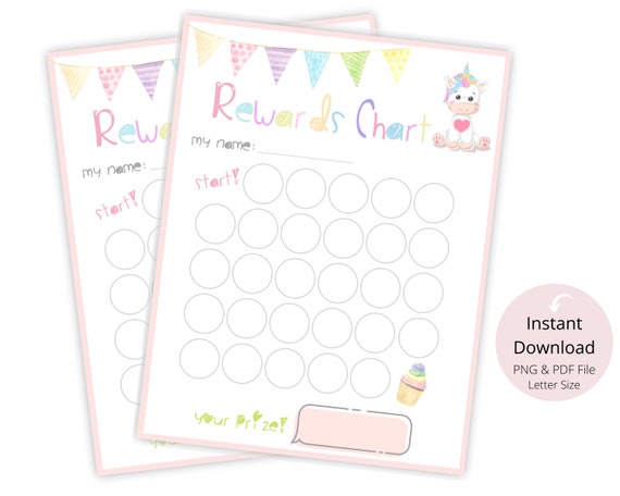 Kids Reward Chart Printable Unicorn INSTANT DOWNLOAD | Etsy Canada