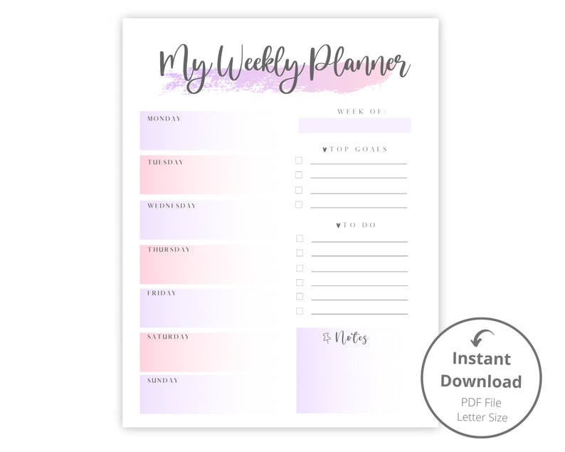 READY TO PRINT Weekly Planner Printable, Digital Teacher Planner, to Do ...