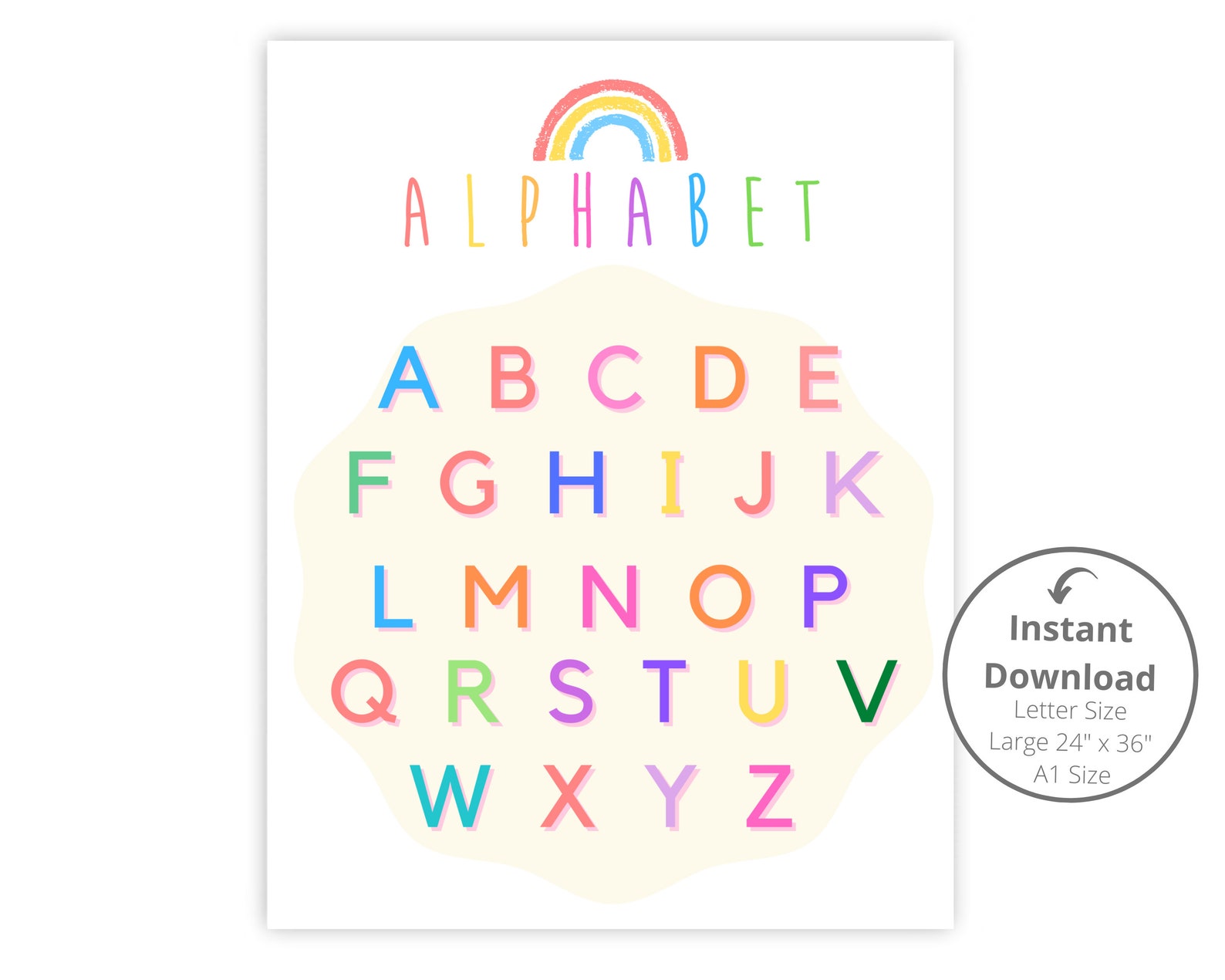 Set of 6 Rainbow Wall Art Playroom Prints Montessori Poster Bundle ...