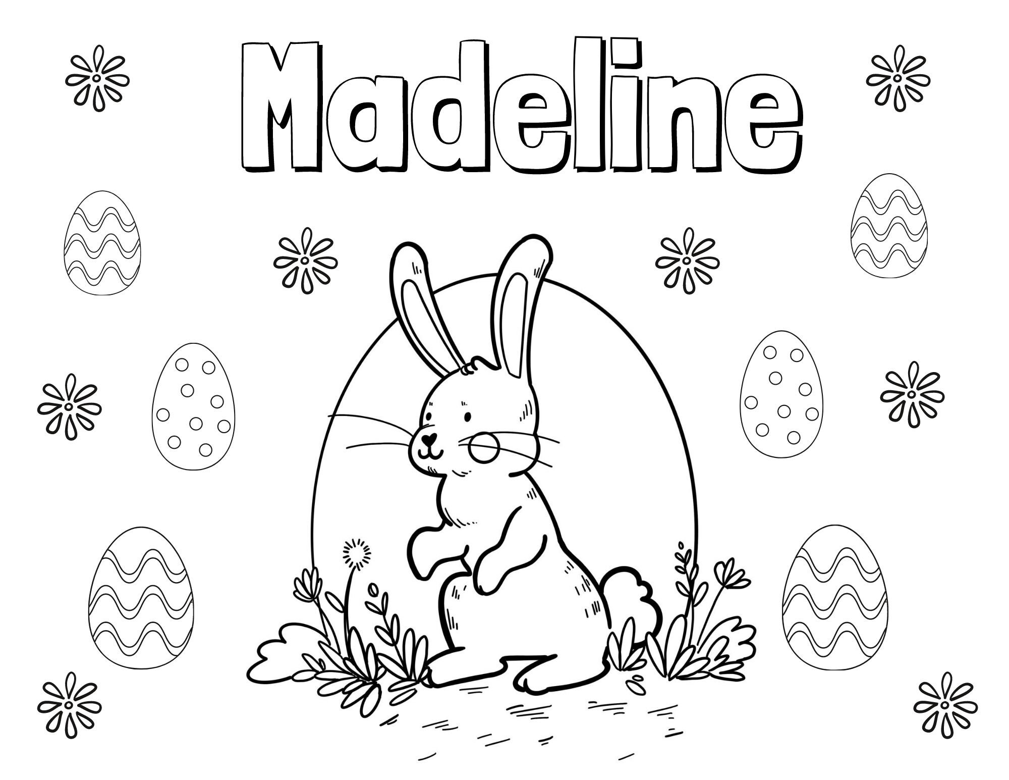 Personalized Coloring Page, Easter Egg Bunny, Custom Coloring Book Page ...