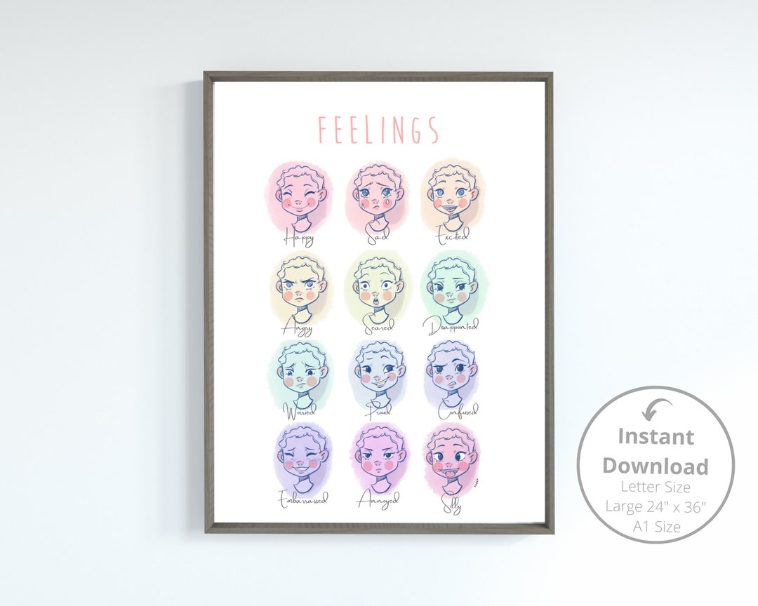 Rainbow Feelings Chart, Emotions Print, PRINTABLE Poster, Montessori ...