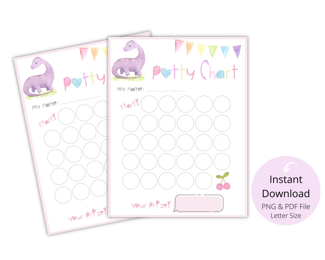 Kids Potty Training Chart Purple Dinosaur, Printable INSTANT DOWNLOAD ...