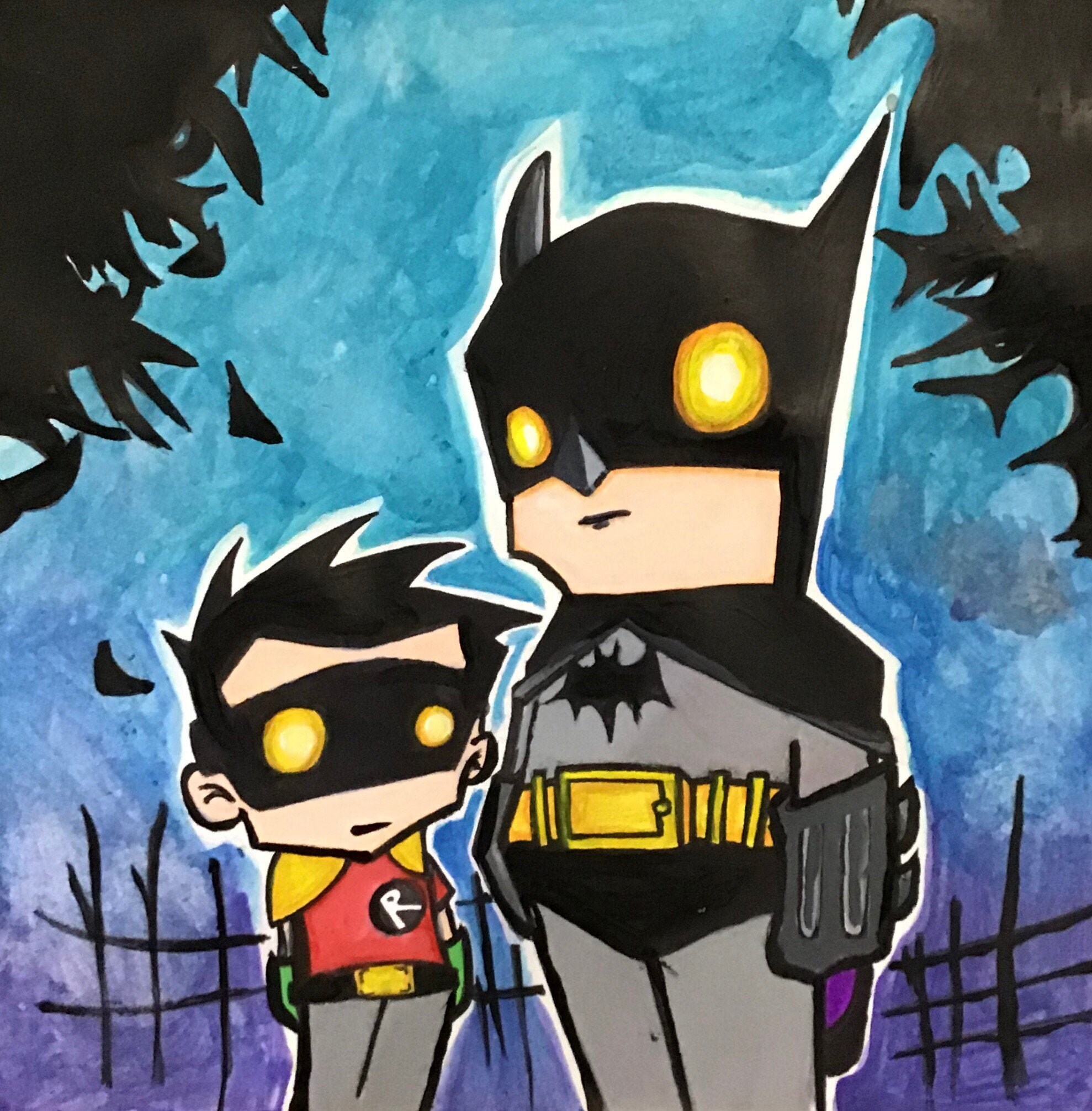 Cute Batman And Robin Drawing