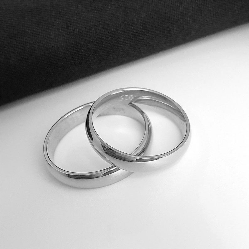 Classic Wedding Band Brushed Silver Ring 4mm Wedding Ring - Etsy