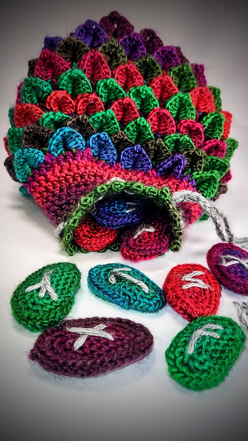 Handcrafted Crochet Rainbow Elder Futhark Viking Rune Set With Pouch - Etsy