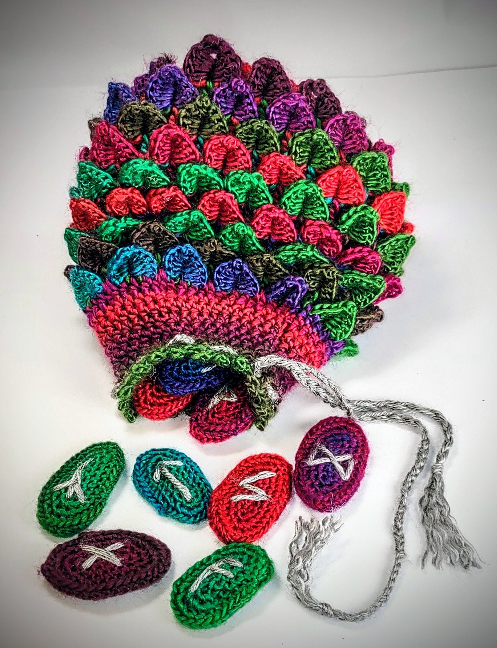 Handcrafted Crochet Rainbow Elder Futhark Viking Rune Set With Pouch - Etsy
