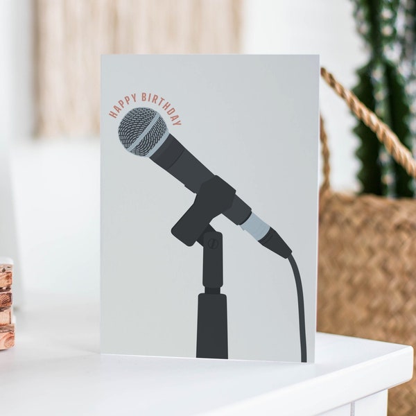 Microphone Birthday Card - Etsy