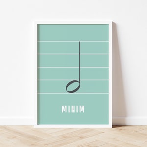 Minim Note Print - Music Theory Poster, Half Note, Musical Note ...