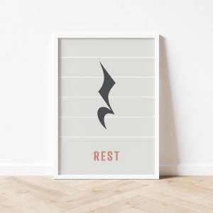 Note Rest Print Crotchet Quarter Note, Music Theory Poster, Musical ...