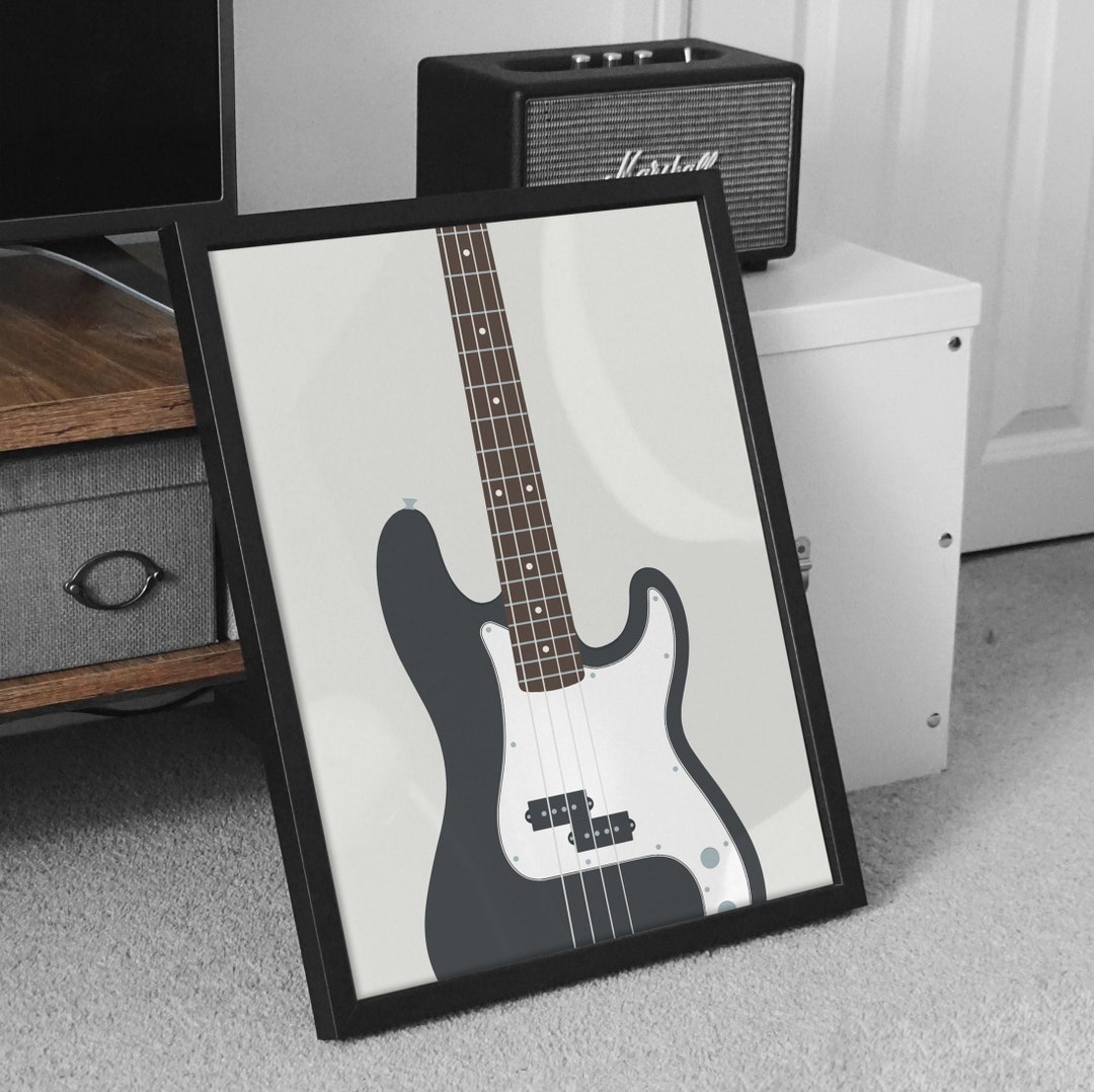 P Bass Guitar Print - Fender Bass Guitar, Bass Player Poster, Musical ...