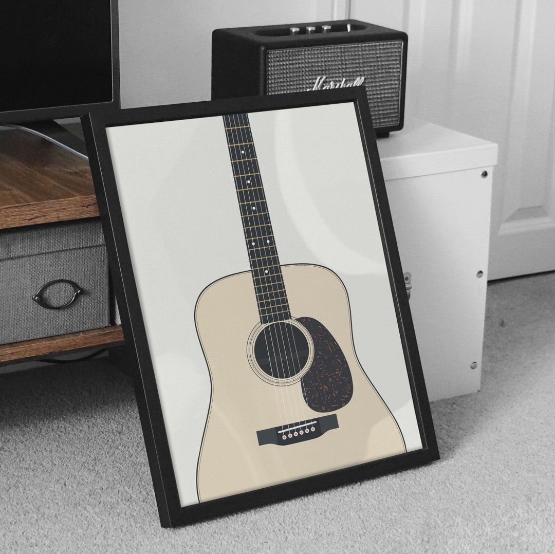 Acoustic Guitar Print - Guitarist Music Poster, Guitar Art, Neutral ...