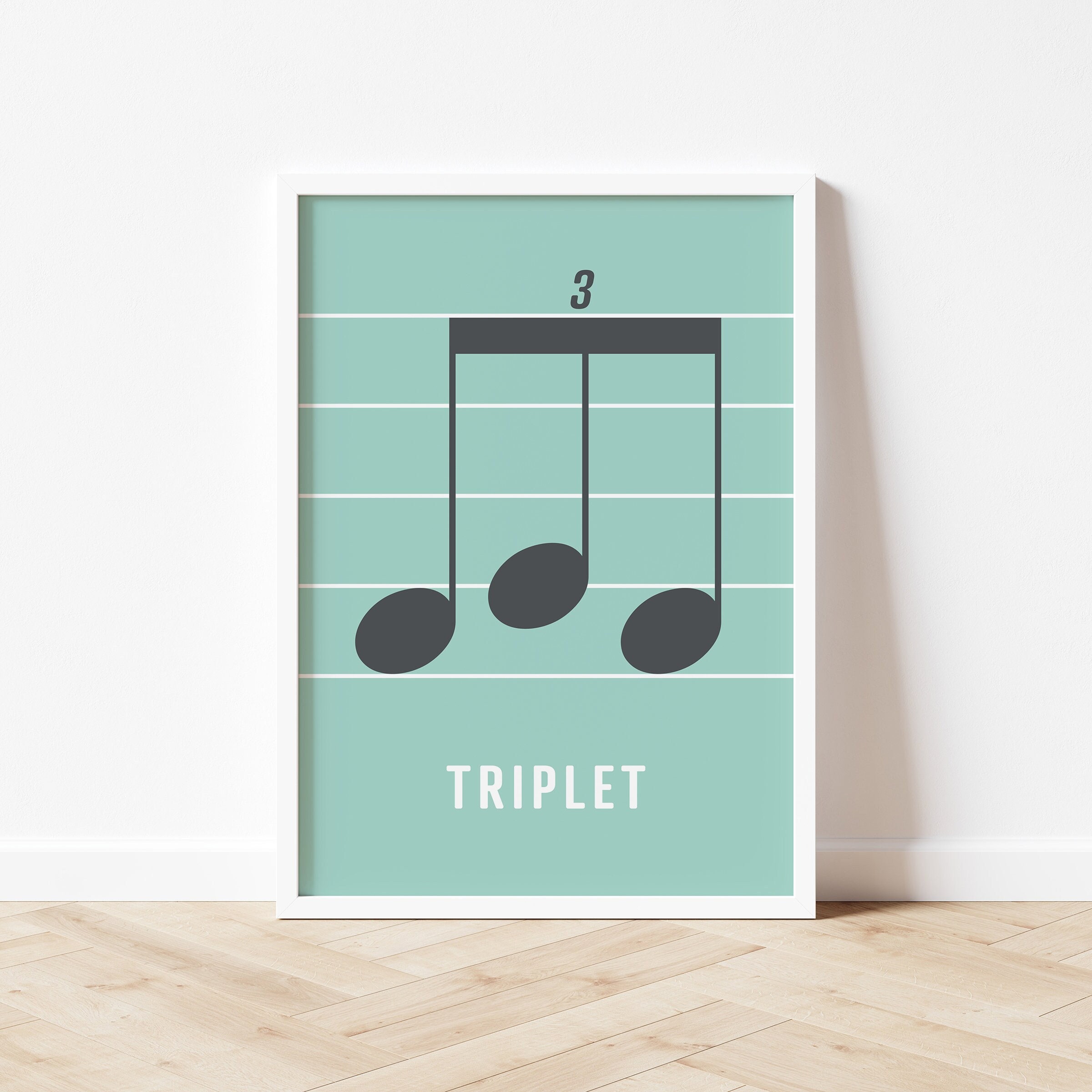 Triplet Note Print Music Theory Poster, Quaver Triplets Note, Musical ...