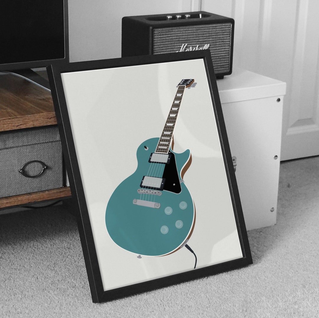 Les Paul Guitar Print - Electric Guitar Poster, Guitarist Wall Art ...