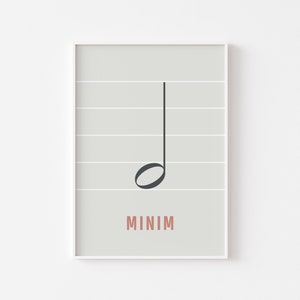 Minim Note Print - Music Theory Poster, Half Note, Musical Note ...