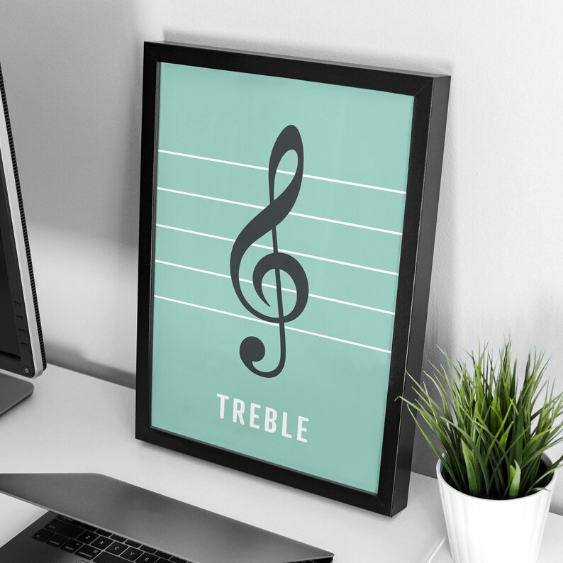 Treble Clef Print - Music Theory Poster, Musical Note Art, Composer ...