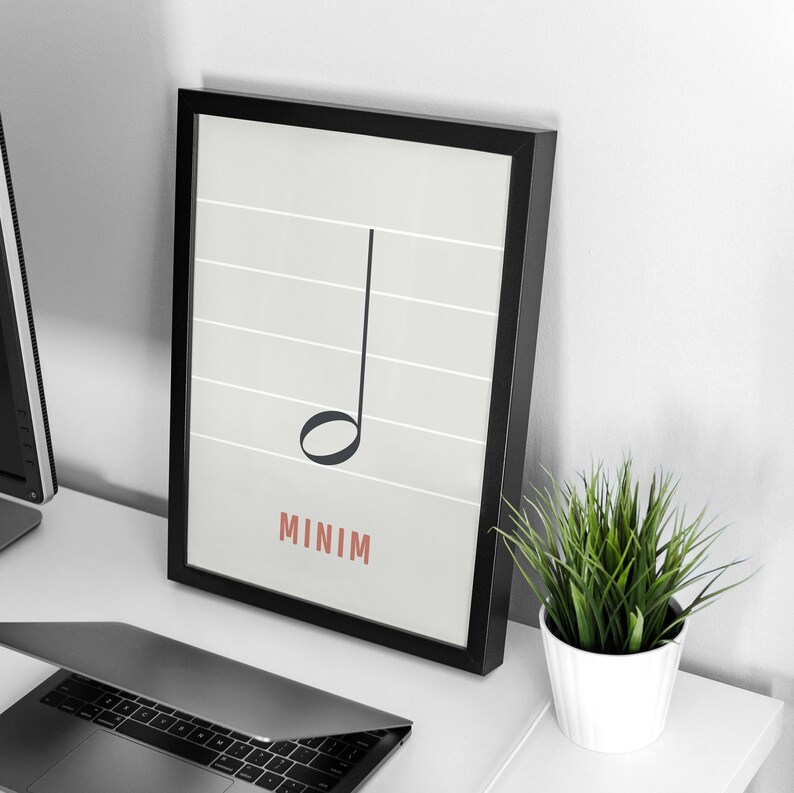 Minim Note Print Music Theory Poster Half Note Musical - Etsy
