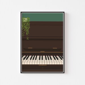 Piano Keys Print - Upright Piano Music Poster, Houseplant Art, Music ...