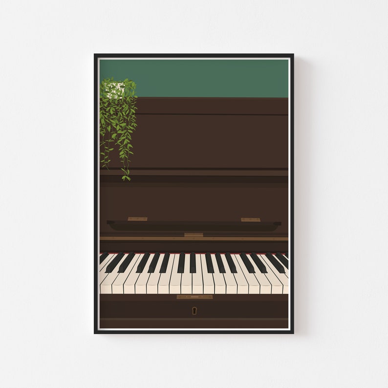 Piano Keys Print Upright Piano Music Poster, Houseplant Art, Music ...
