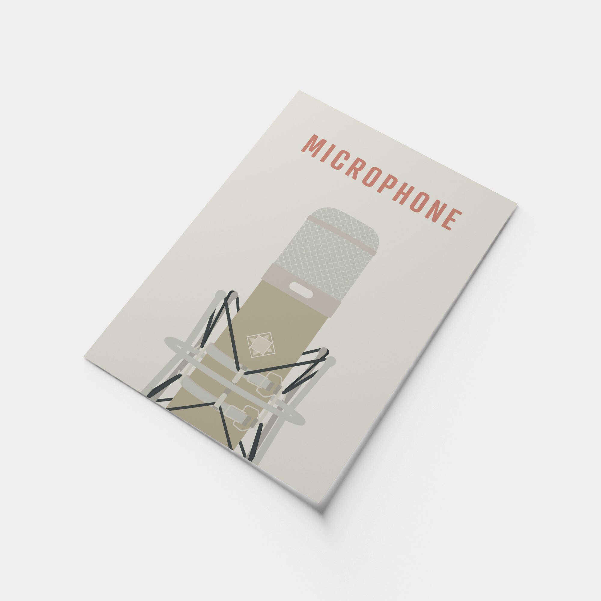 Microphone Print Vocalist Music Poster, Condenser Vocal Mic, Recording ...