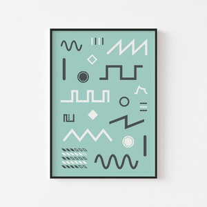 Synthesizer Waveform Print - Synth Music Poster, Oscillator Waveforms ...