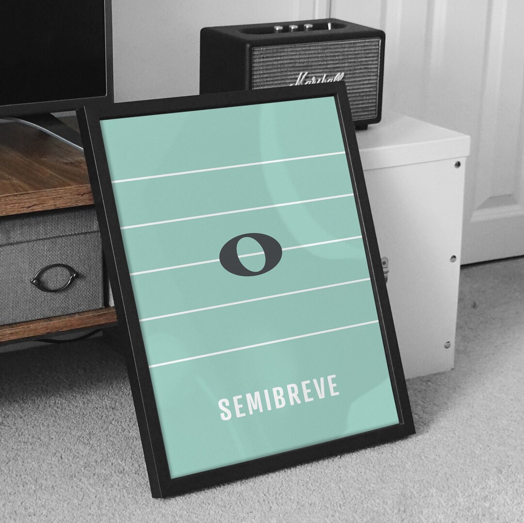 Semibreve Note Print - Music Theory Poster, Whole Note, Musical Note ...