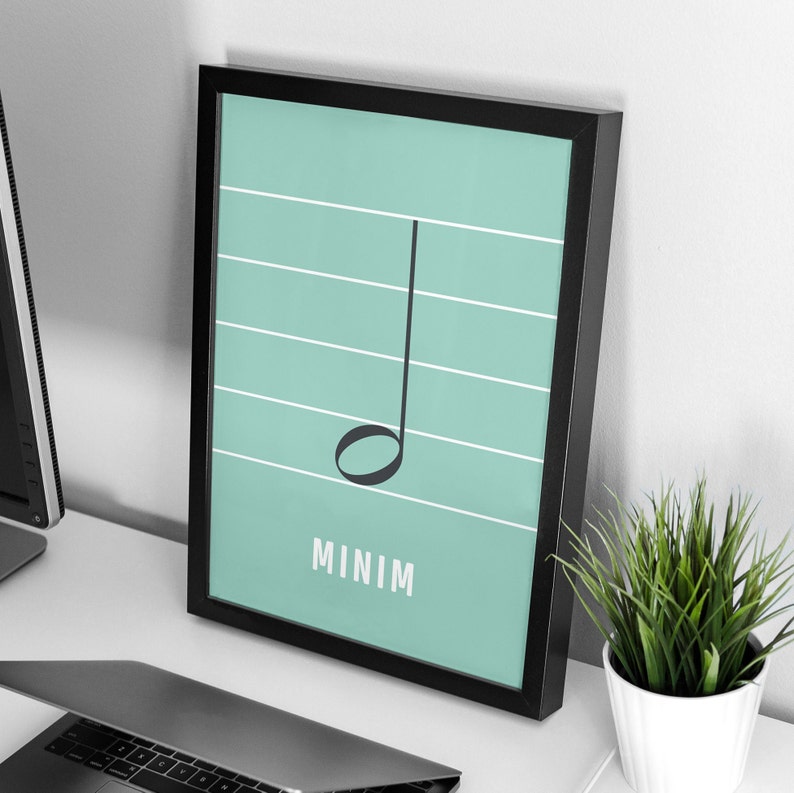 Minim Note Print - Music Theory Poster, Half Note, Musical Note ...