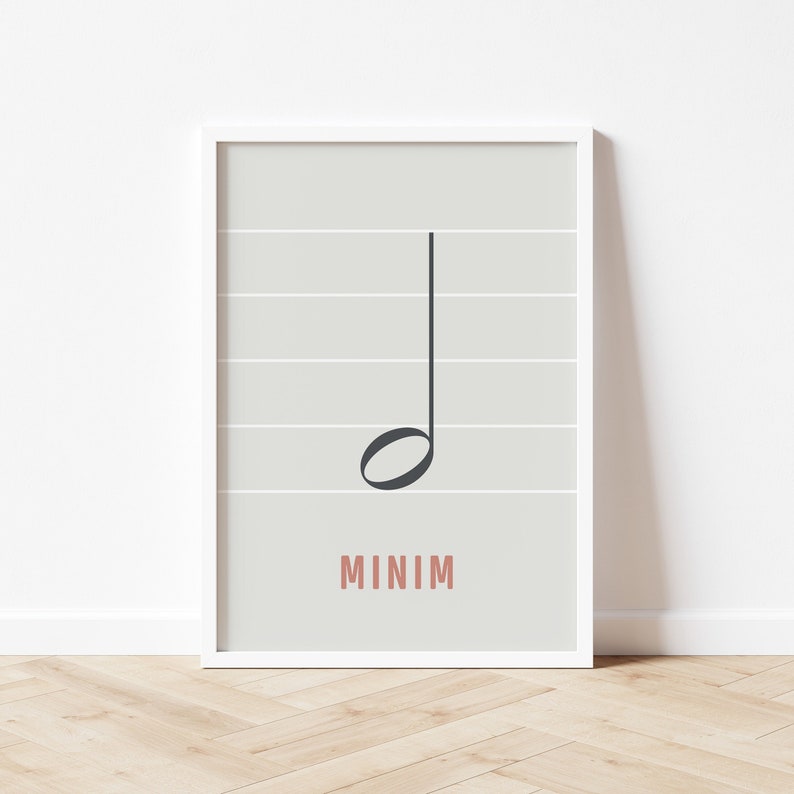 Minim Note Print Music Theory Poster Half Note Musical - Etsy