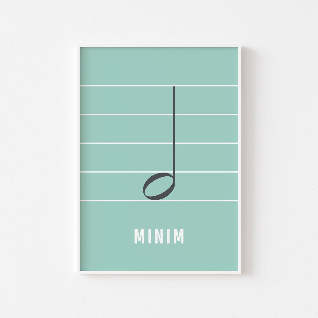 Minim Note Print - Music Theory Poster, Half Note, Musical Note ...