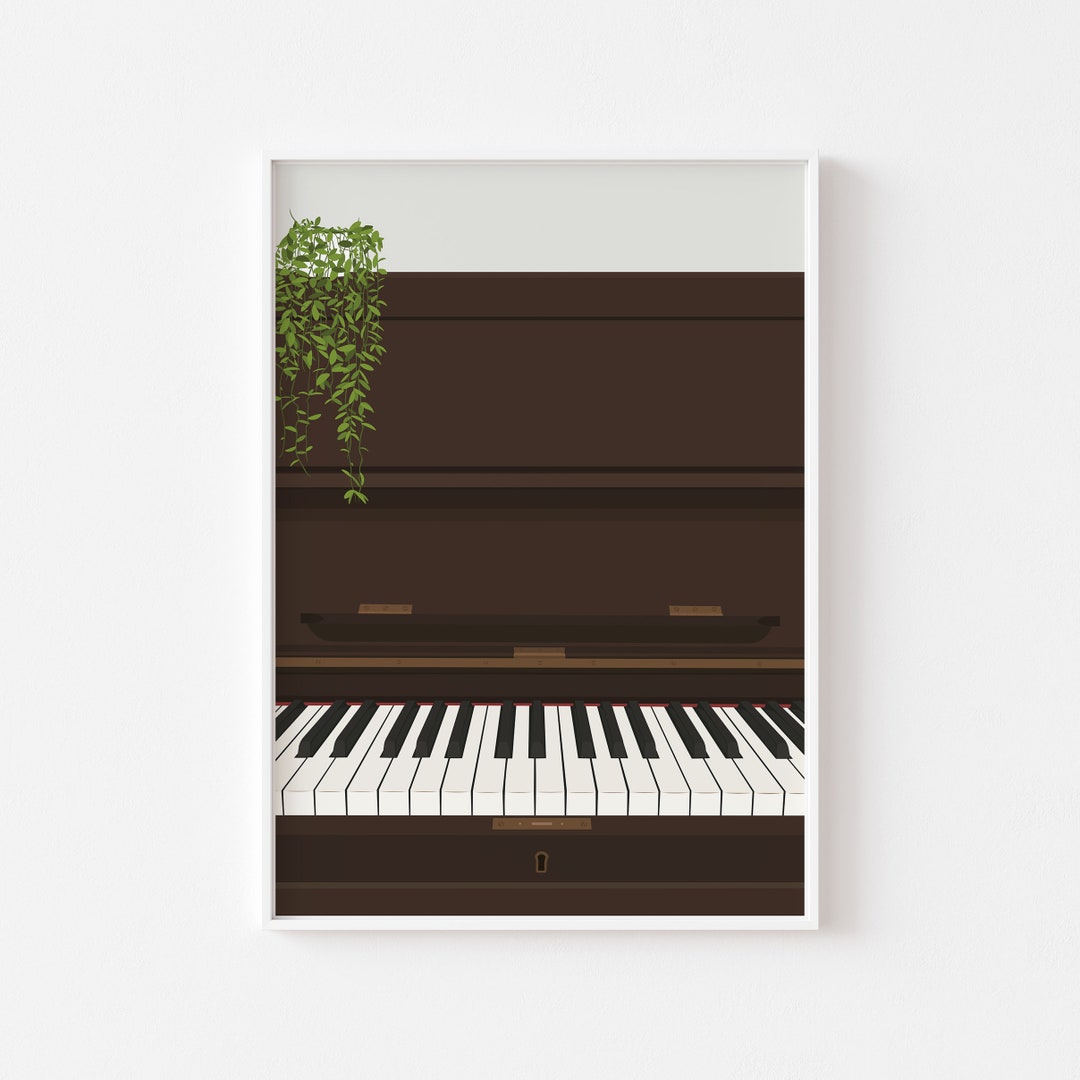 Piano Keys Print - Upright Piano Music Poster, Houseplant Art, Music ...