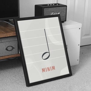 Minim Note Print - Music Theory Poster, Half Note, Musical Note ...