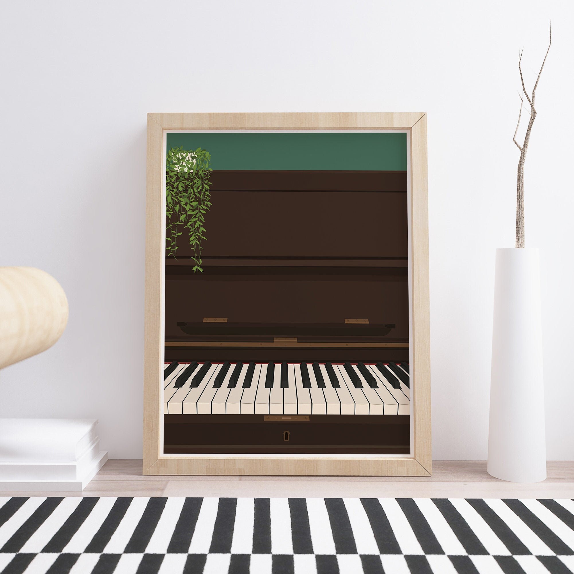 Piano Keys Print Upright Piano Music Poster, Houseplant Art, Music ...