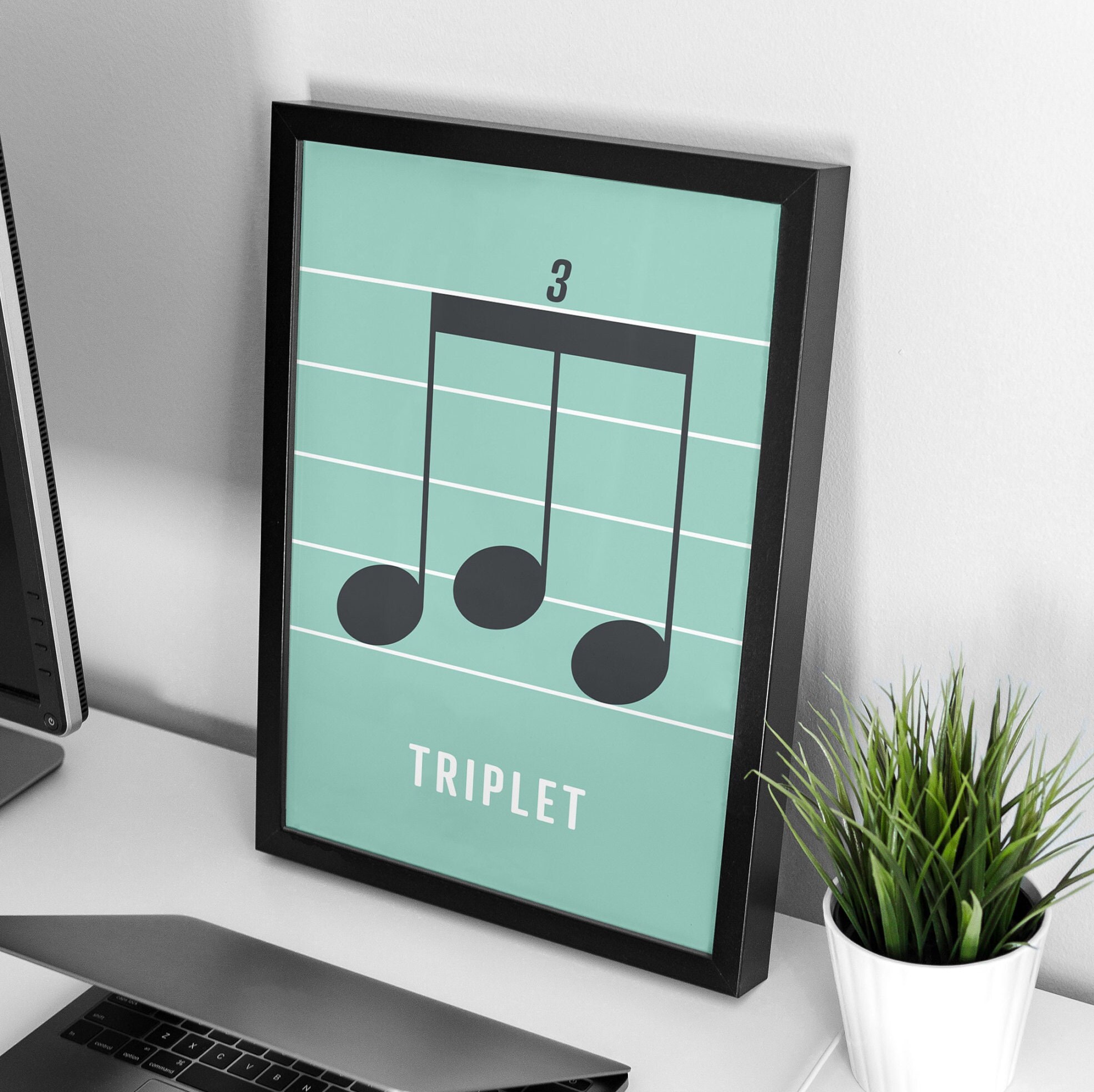 Triplet Note Print Music Theory Poster, Quaver Triplets Note, Musical Note, Composer Art, Music ...