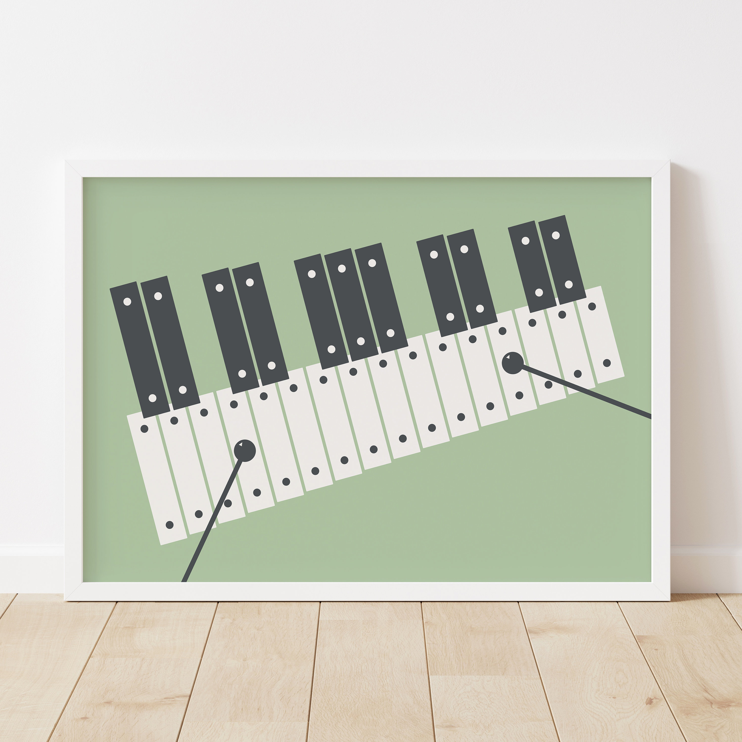 Xylophone Print - Glockenspiel Poster, Retro Music Art, Music Studio ...