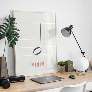 Minim Note Print - Music Theory Poster, Half Note, Musical Note ...