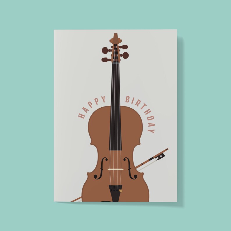 Violin Birthday Card Cello Instrument Card, Music Composer, Gift for ...