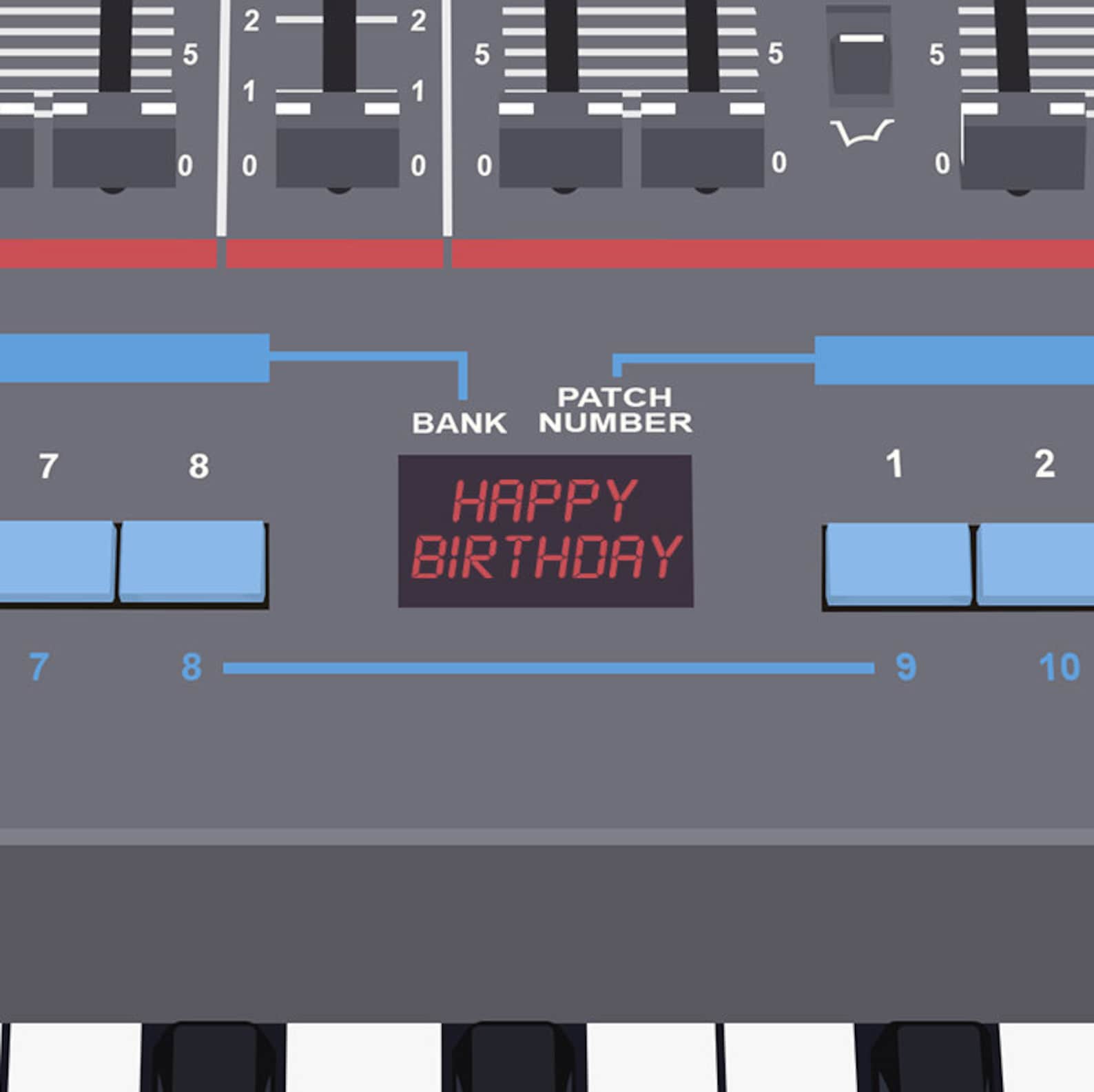 Synth Keyboard Birthday Card Music Greetings Card, Gift for Musician ...