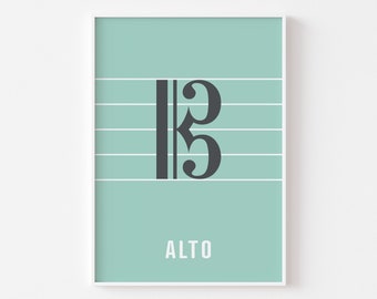Alto Clef Note Names Poster Music Education Poster, Pink - Etsy