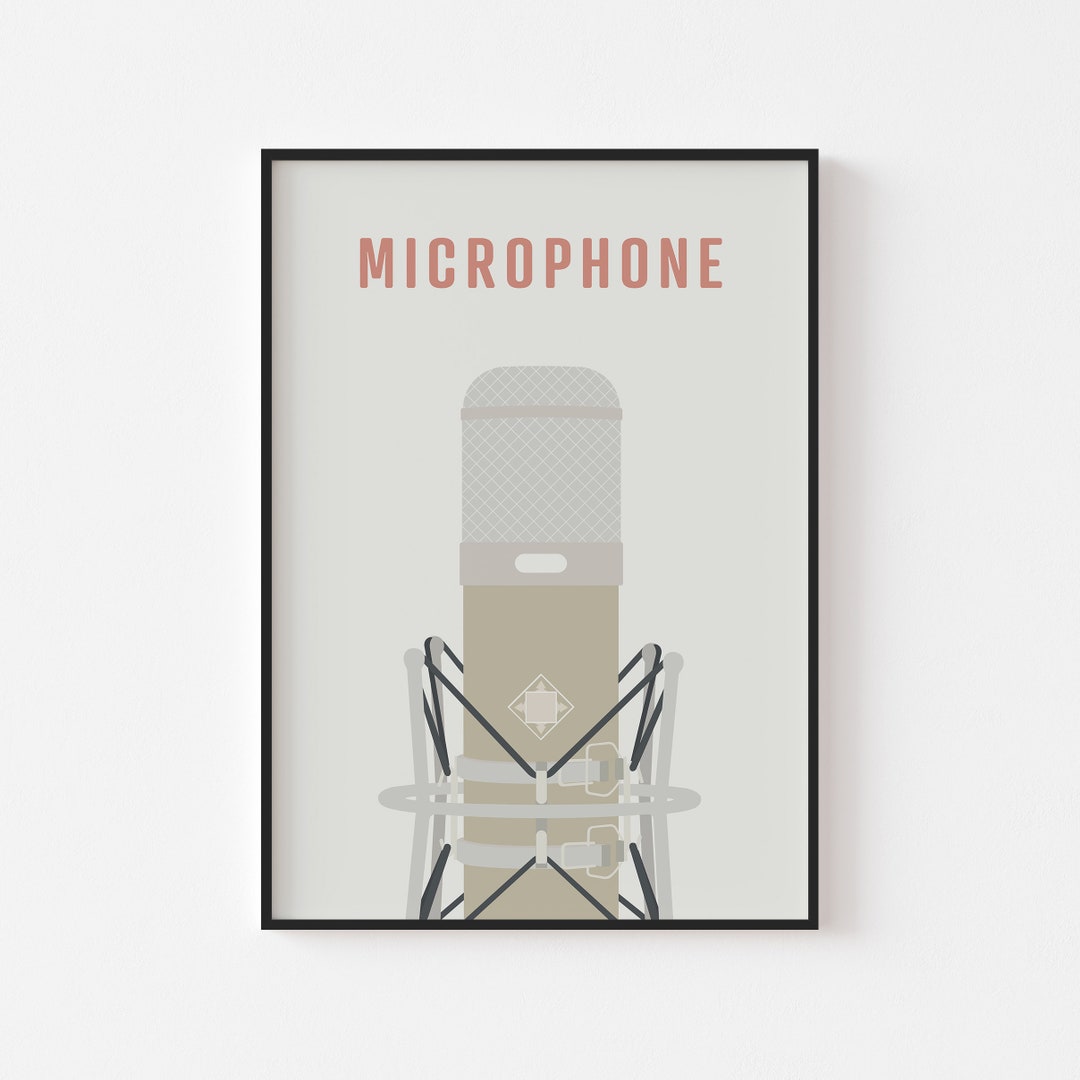 Microphone Print - Vocalist Music Poster, Condenser Vocal Mic ...