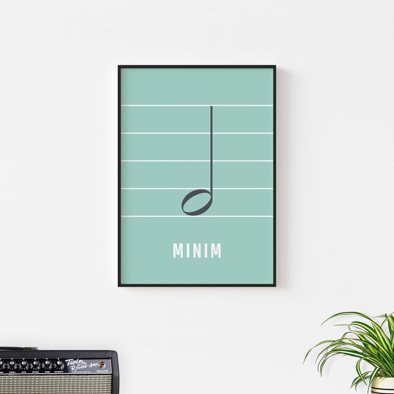 Minim Note Print Music Theory Poster Half Note Musical - Etsy