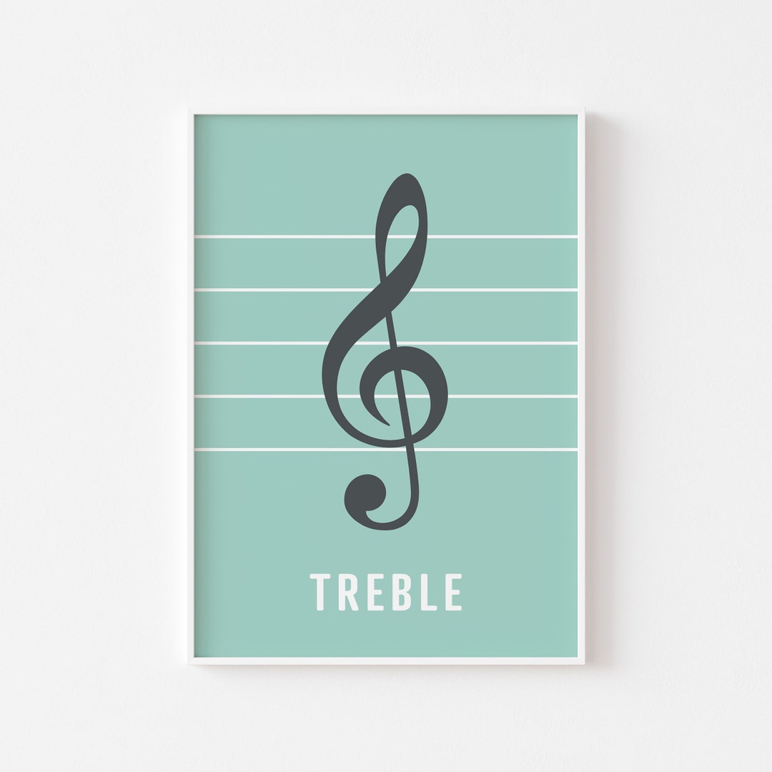Treble Clef Print - Music Theory Poster, Musical Note Art, Composer ...