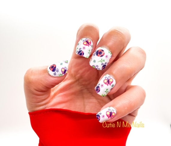 Miss Lady Bug/ Spring/ 100% Nail Polish Wraps/ Nail Strips | Etsy