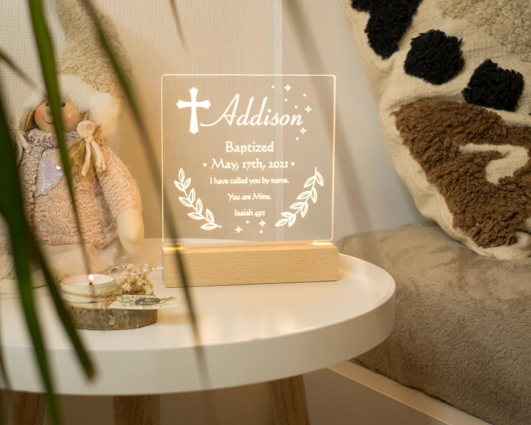Personalized Godson Baptism Gift: Engraved LED Night Light - Etsy