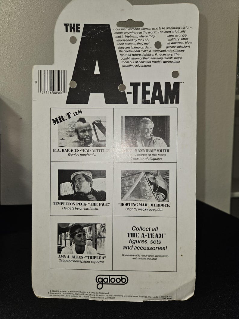 A-team Galoob Mr.t as B.A Baracus 1983 New in Box Action Figure. Box ...